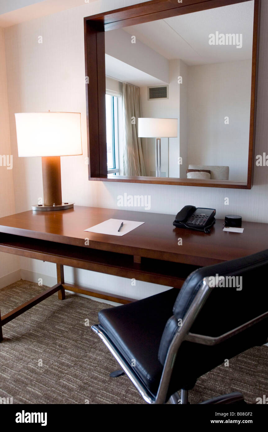 Desk at hotel room Stock Photo - Alamy
