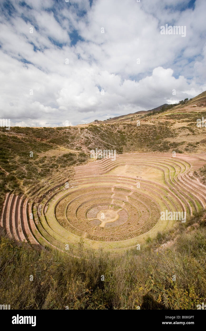 South America - Peru. Amphitheater-like terraces of Moray in the Sacred ...