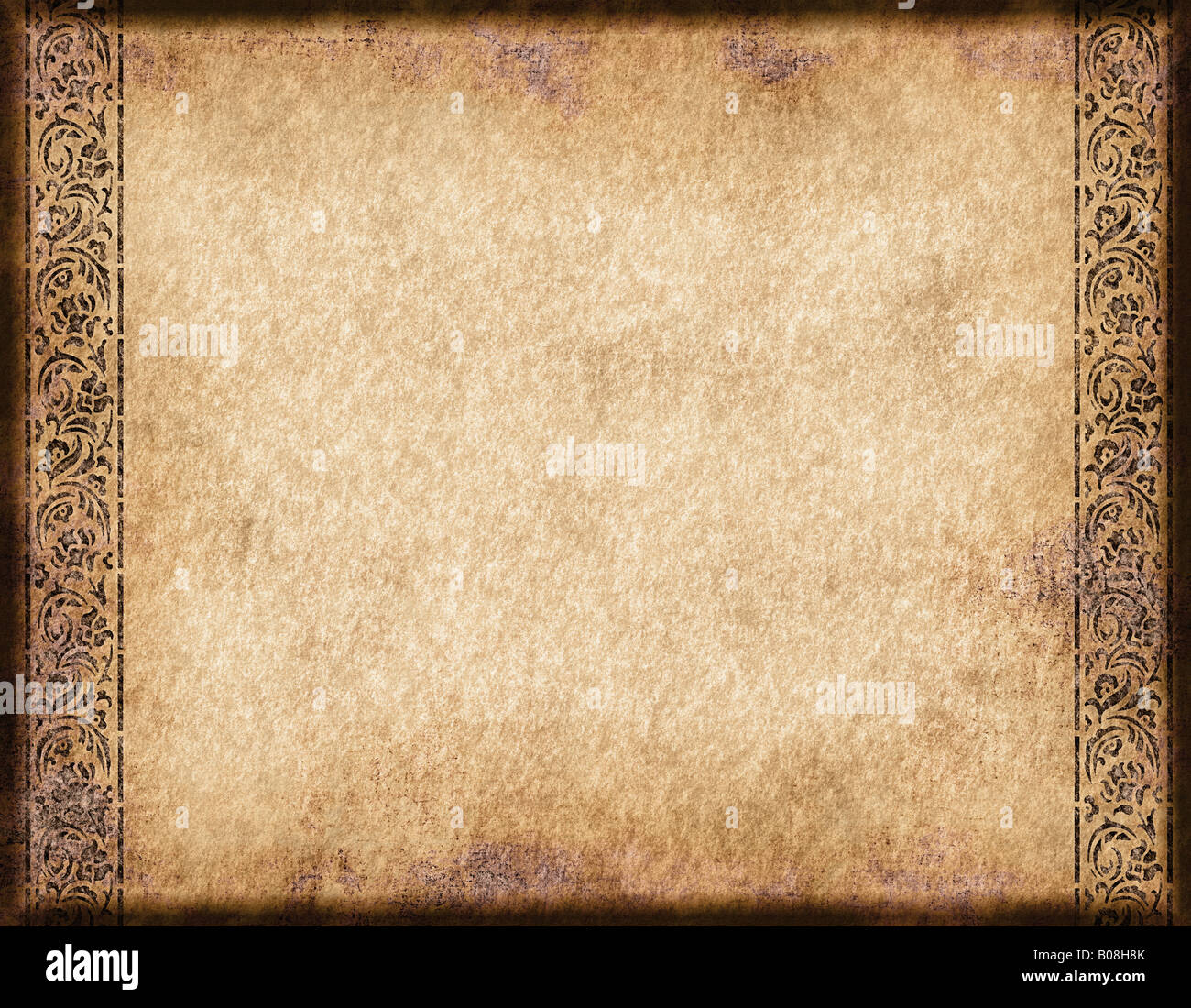 old grunge and marked parchment with ornamental design Stock Photo - Alamy