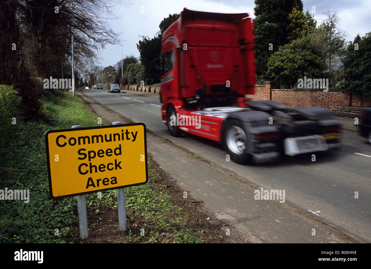 Lorry Passing Through Community Speed Check Area Stock Photo - Alamy