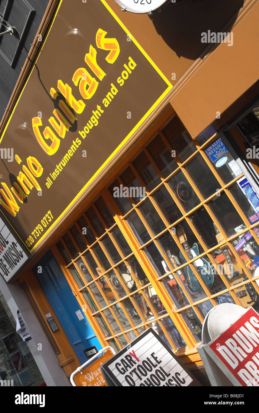 Musical instruments shop, Tin Pan Alley (Denmark Street) London, W1, UK ...