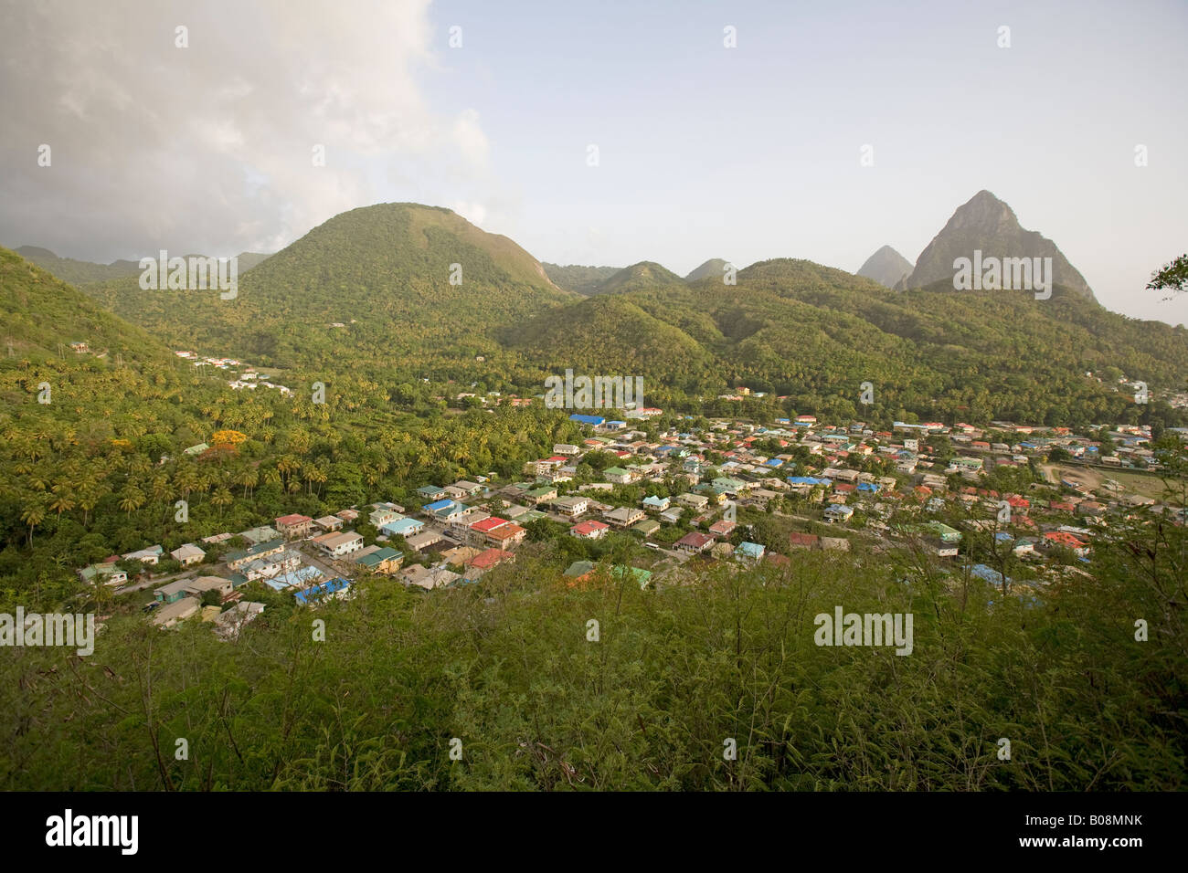 The Pitons, Soufrière, St Lucia. Caribbean Stock Photo - Alamy