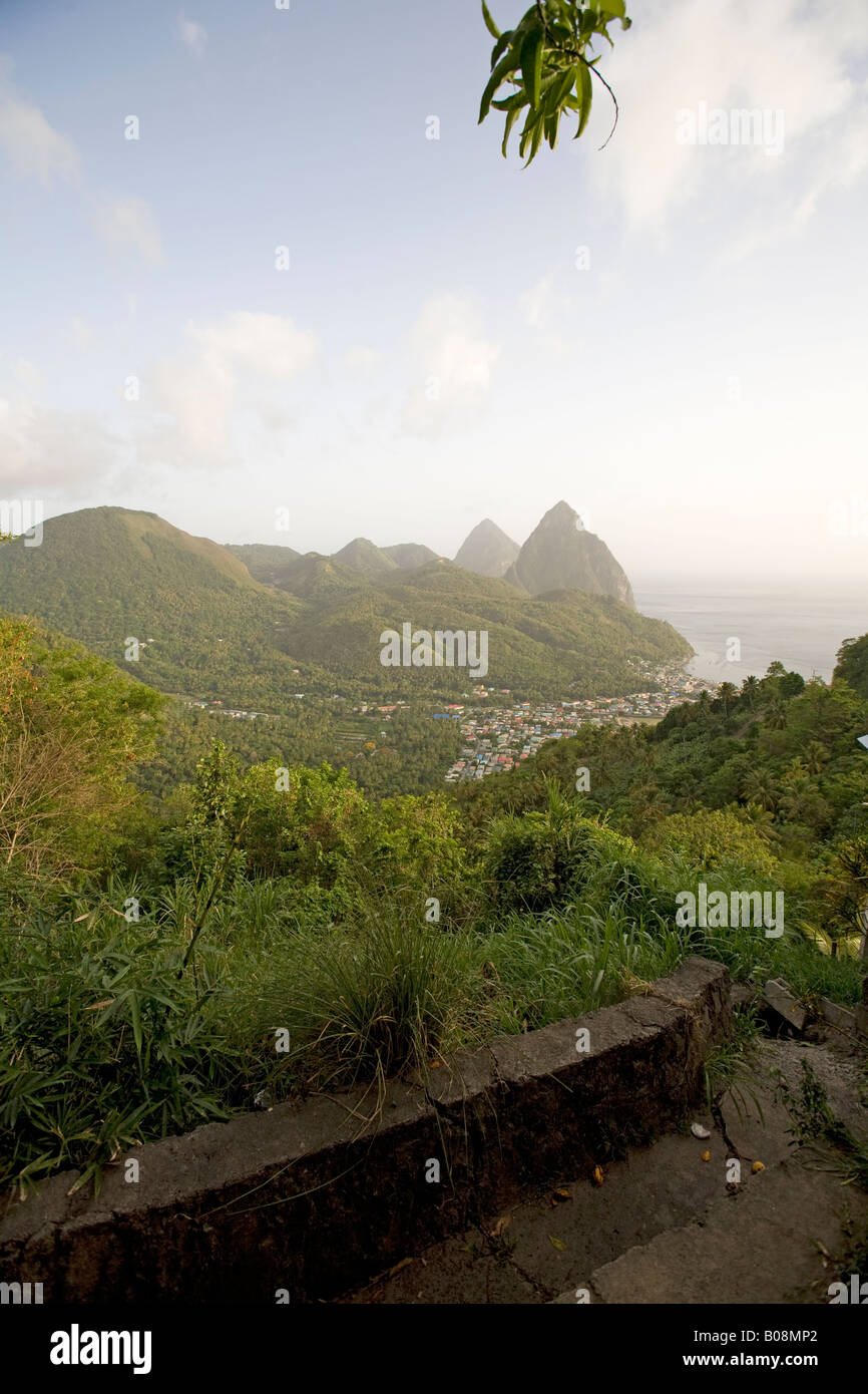 The Pitons, Soufrière, St Lucia. Caribbean Stock Photo - Alamy