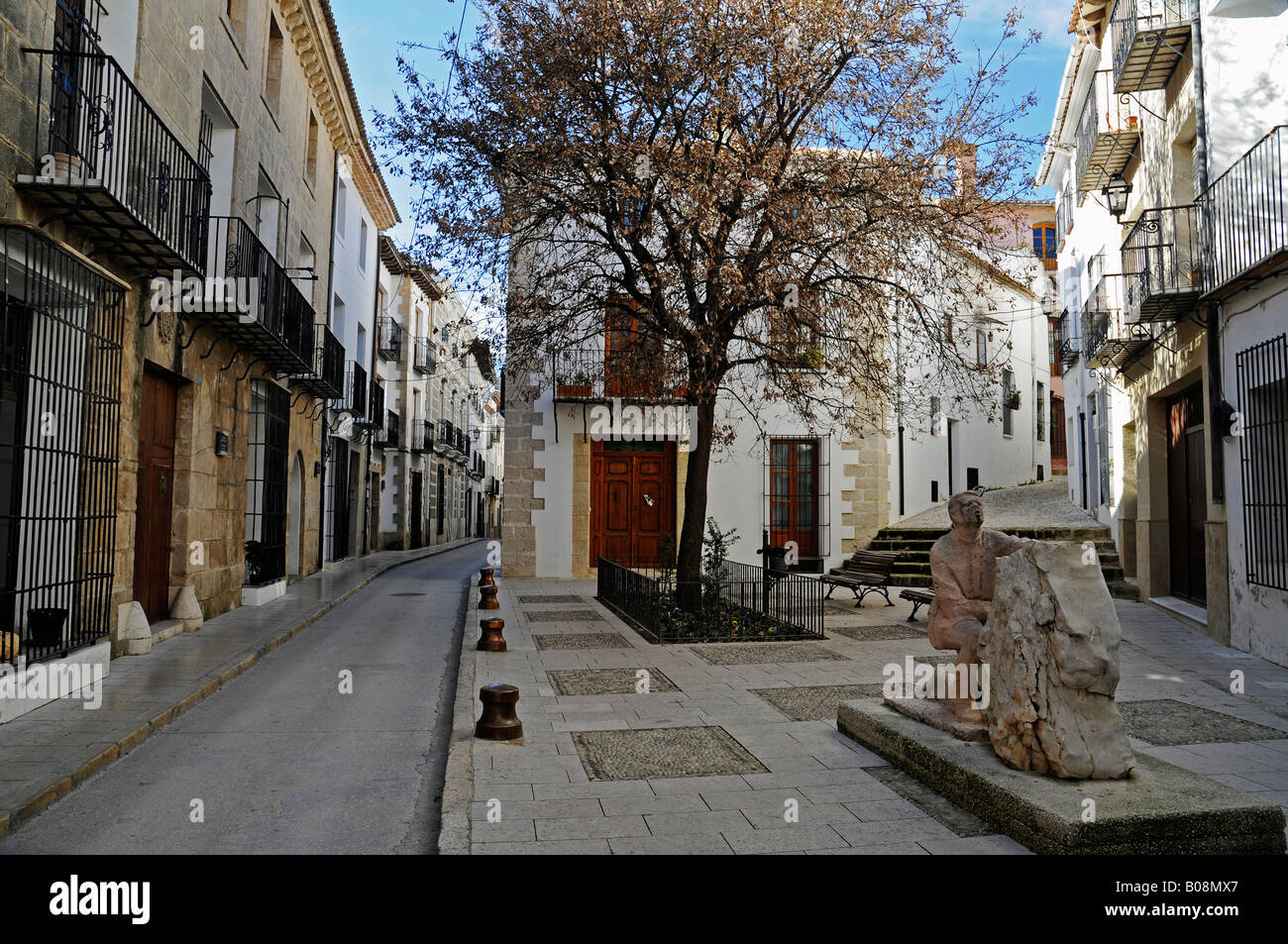 Square in the historic centre of Benissa, Alicante, Costa Blanca, Spain ...