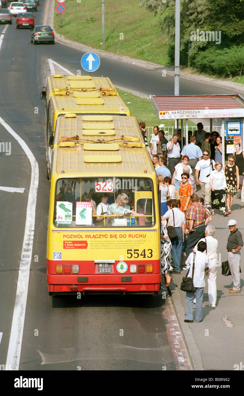 People waiting at a bus stop in Warsaw, Poland Stock Photo - Alamy