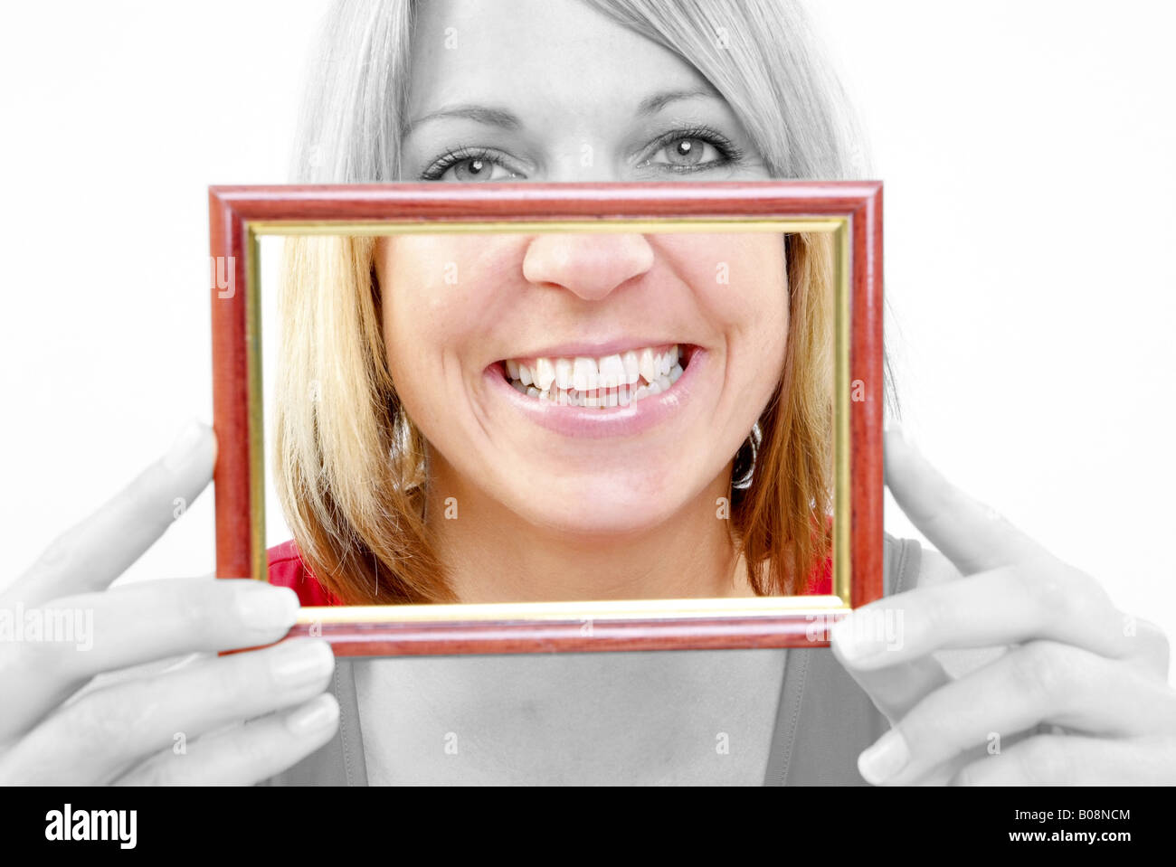 Person in and out of picture frame hi-res stock photography and images ...