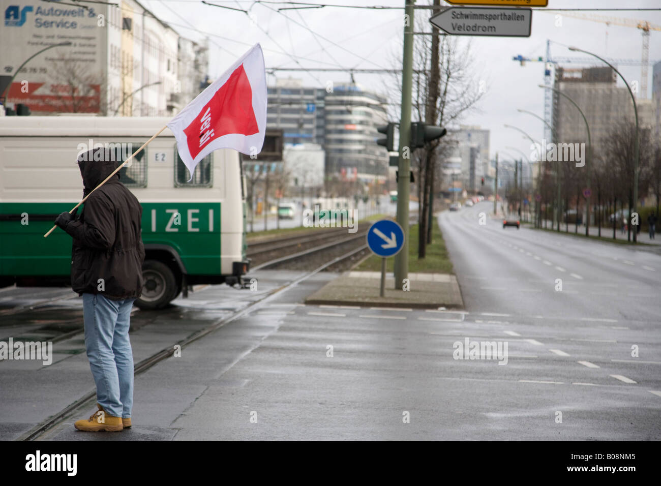 Demonstration, striking 'Berlin Transportation Company' employee during ...