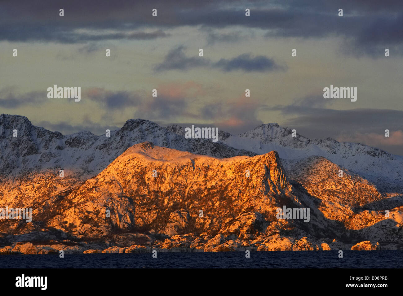 sunset at Lofoten Wall, Norway, Lofoten Islands, Vagan, Kabelvag Stock ...