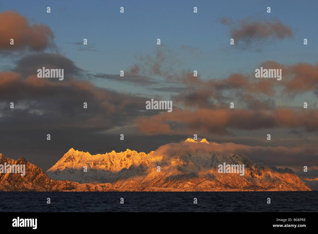sunset at Lofoten Wall, Norway, Lofoten Islands, Vagan, Kabelvag Stock ...