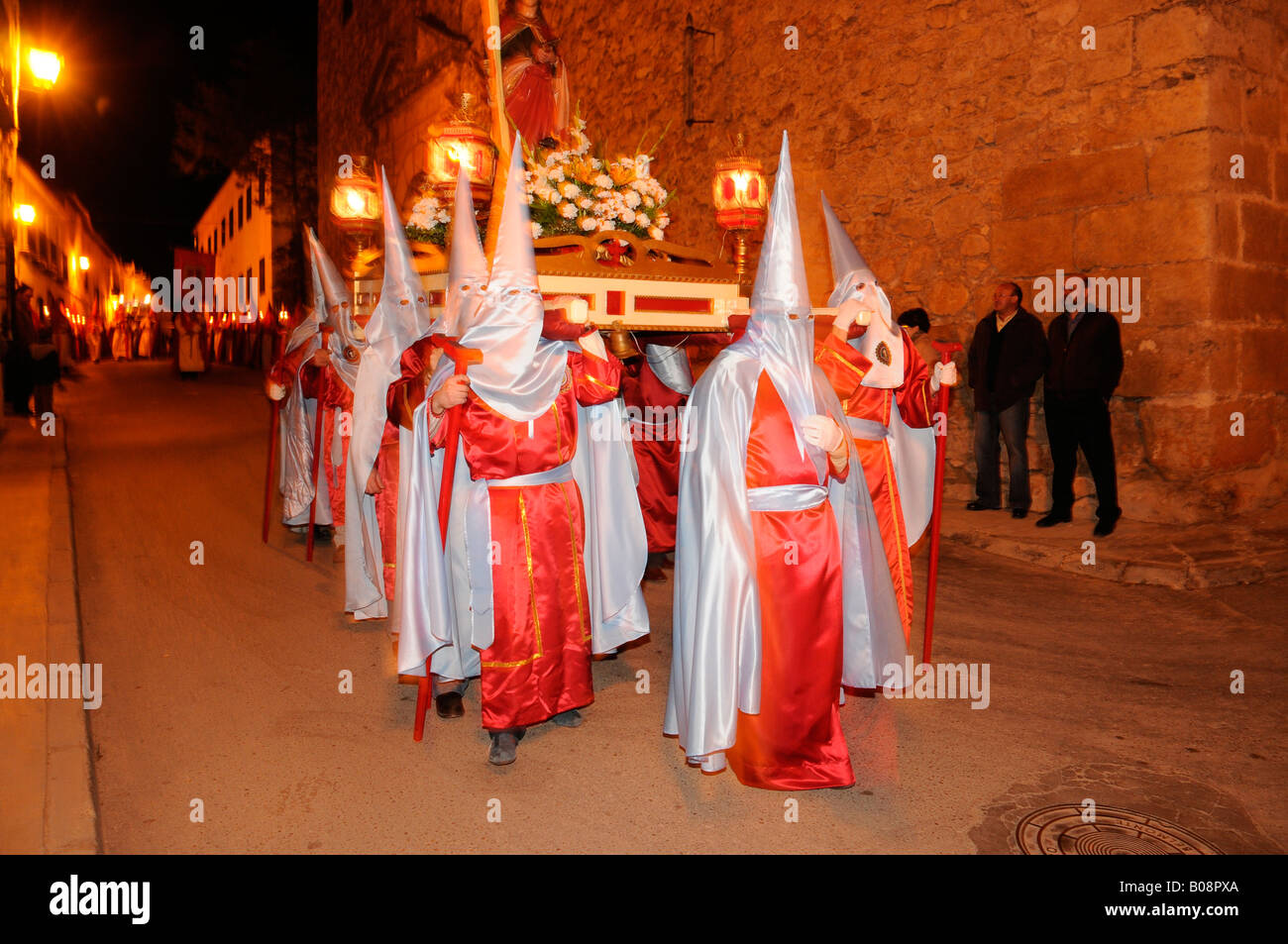 Penitents wearing penitential robes (nazareno), Holy Week procession ...