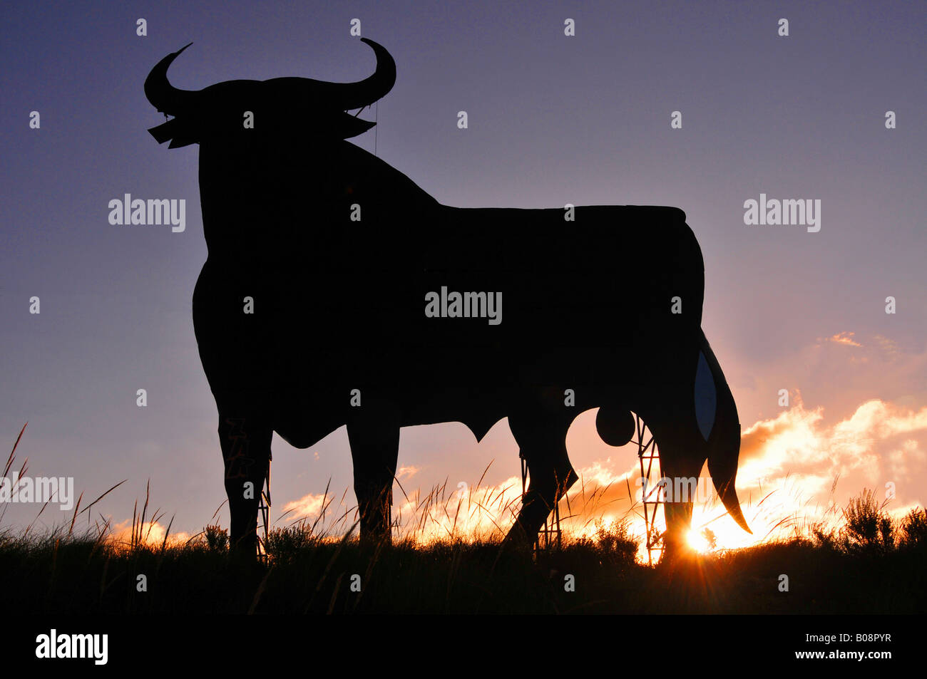 Toro de Osborne, Osborne's Bull at sunset, near Benidorm, Costa Blanca ...