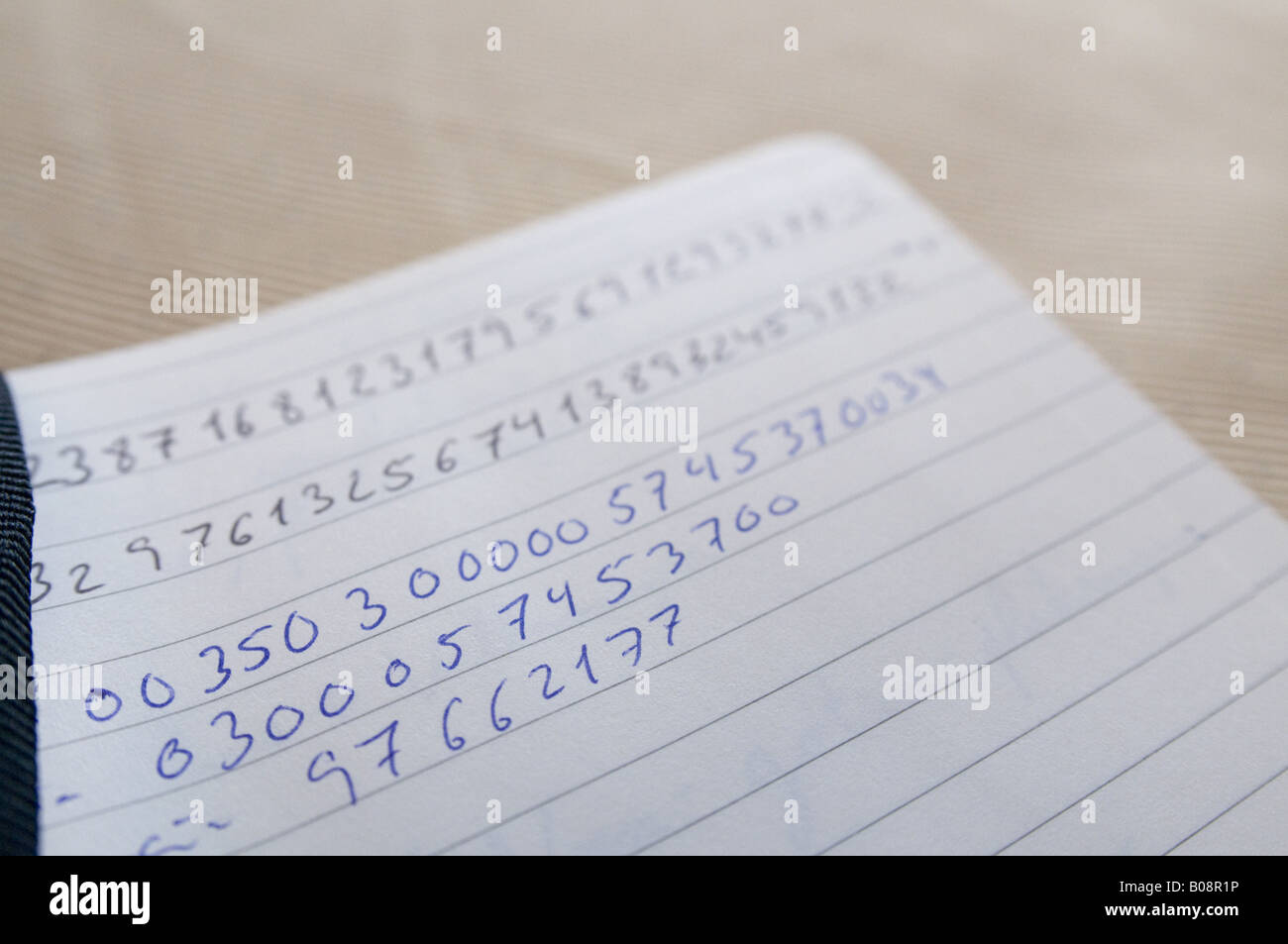 detail of written notebook Stock Photo - Alamy