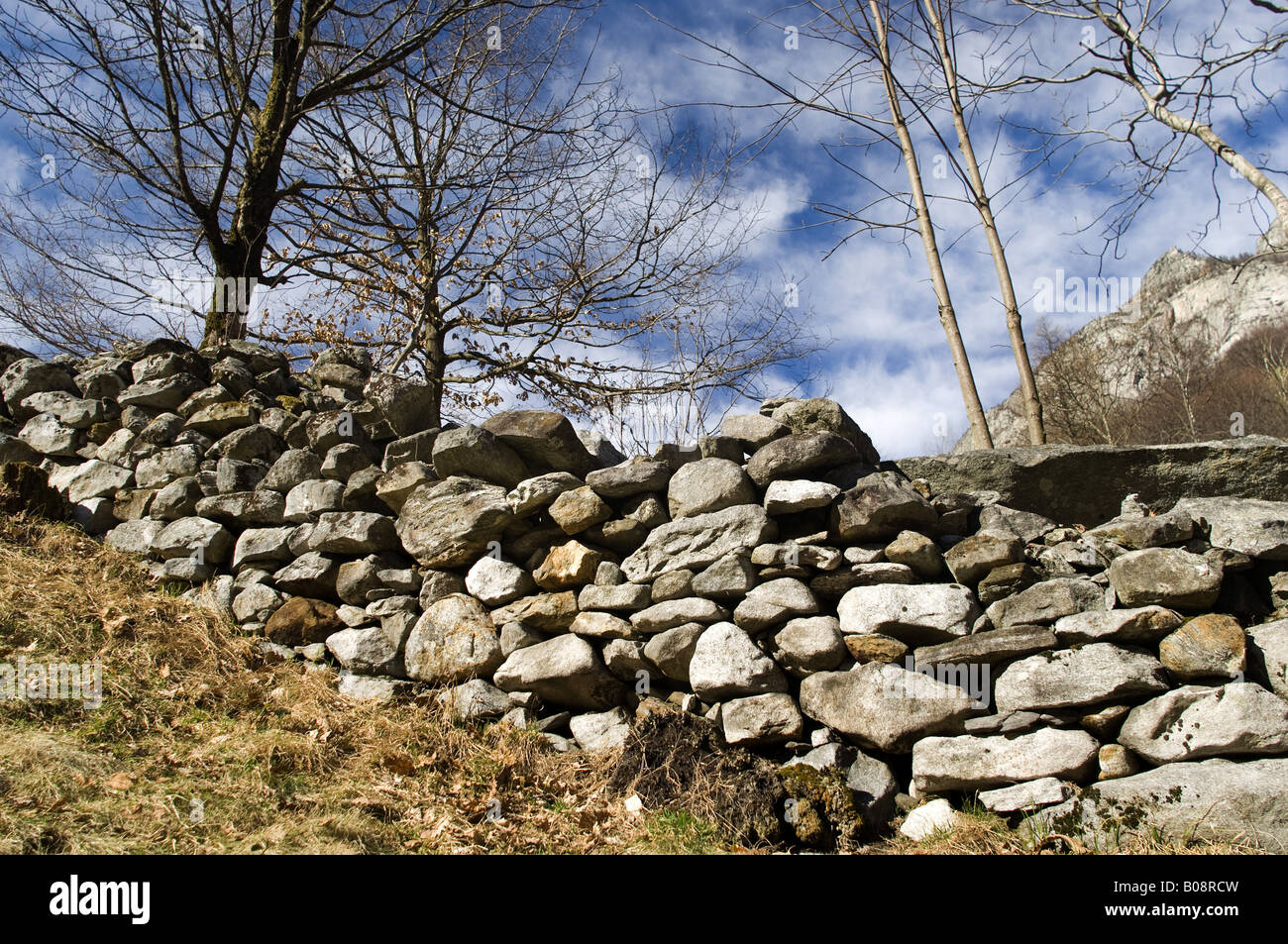 wall in the Swiss Alps, Switzerland, Ticino Stock Photo - Alamy