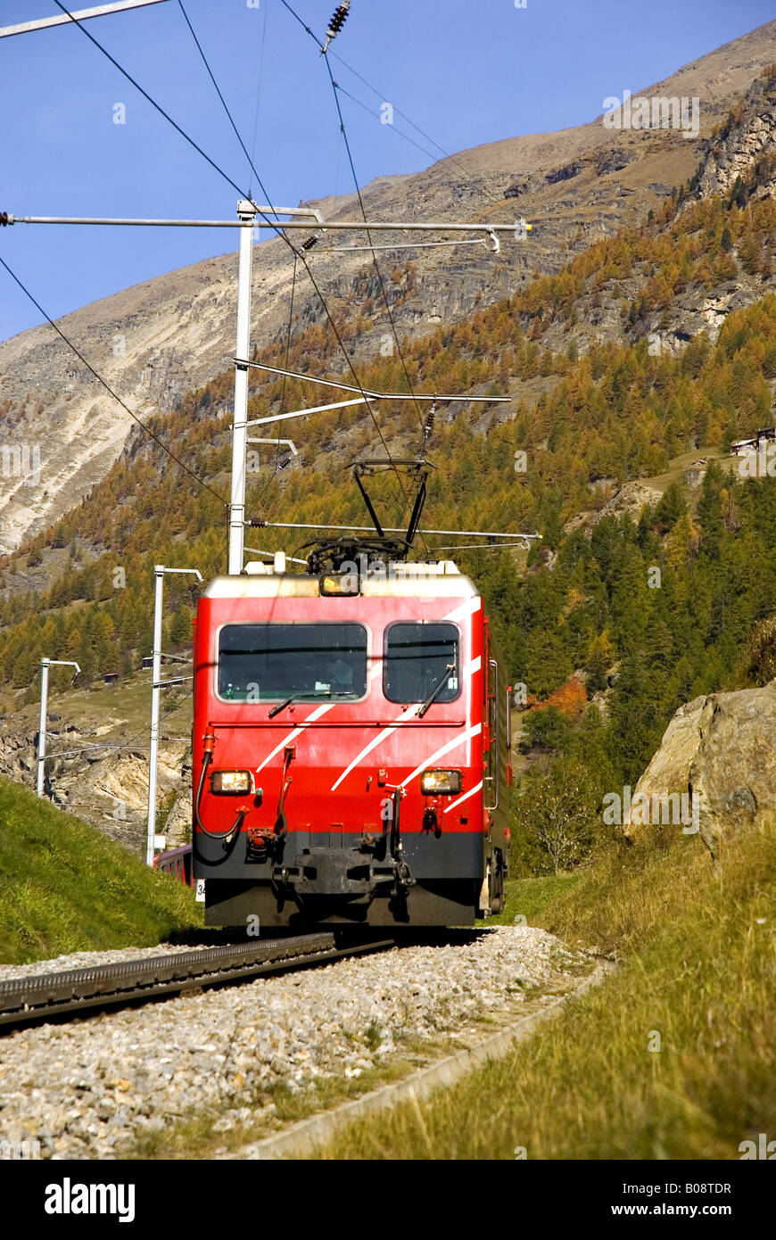 Matterhorn Gotthard railway near Randa and Zermatt, Switzerland, Valais ...