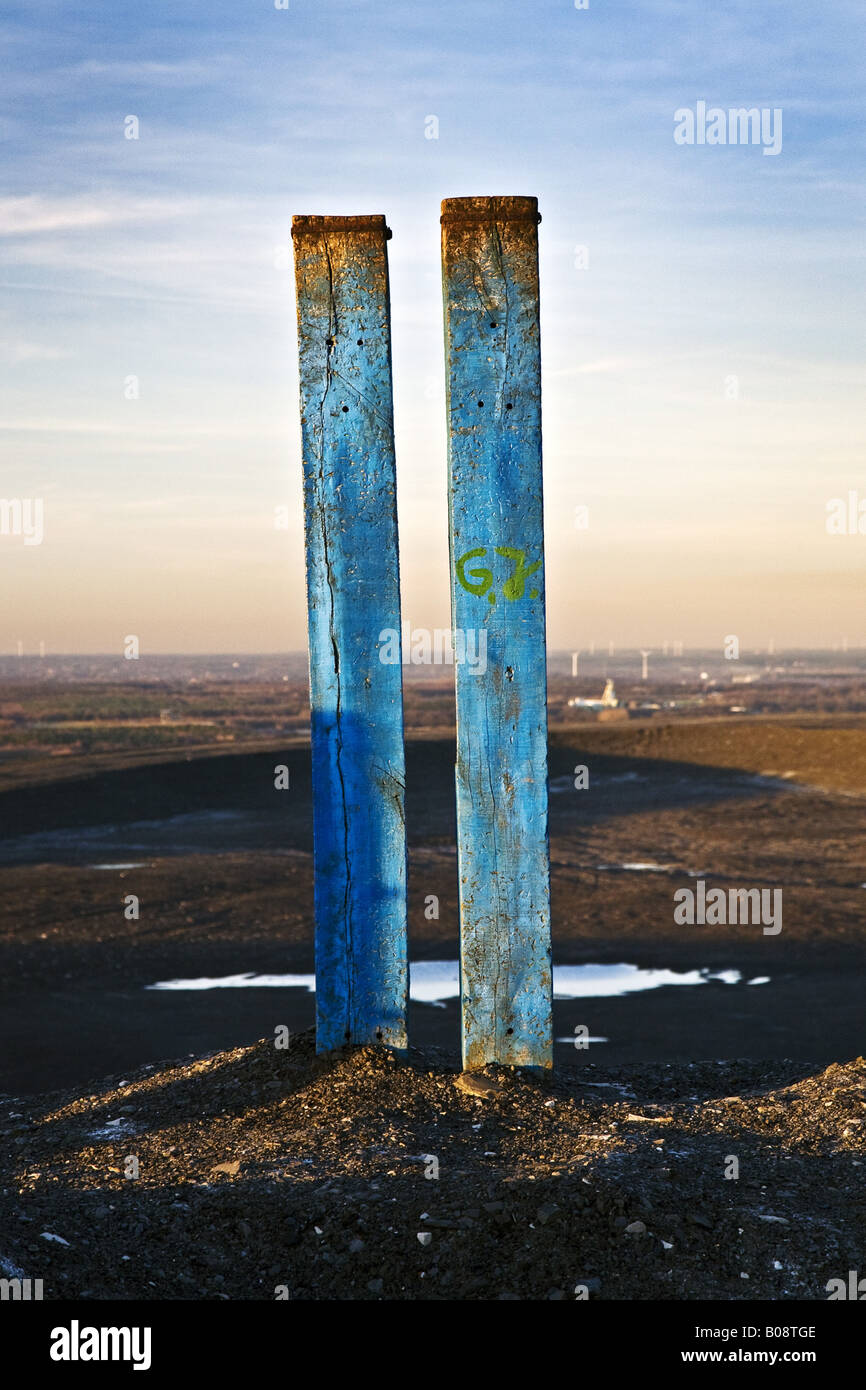 the installation Totems on the peak of the heap Haniel, Germany, North ...