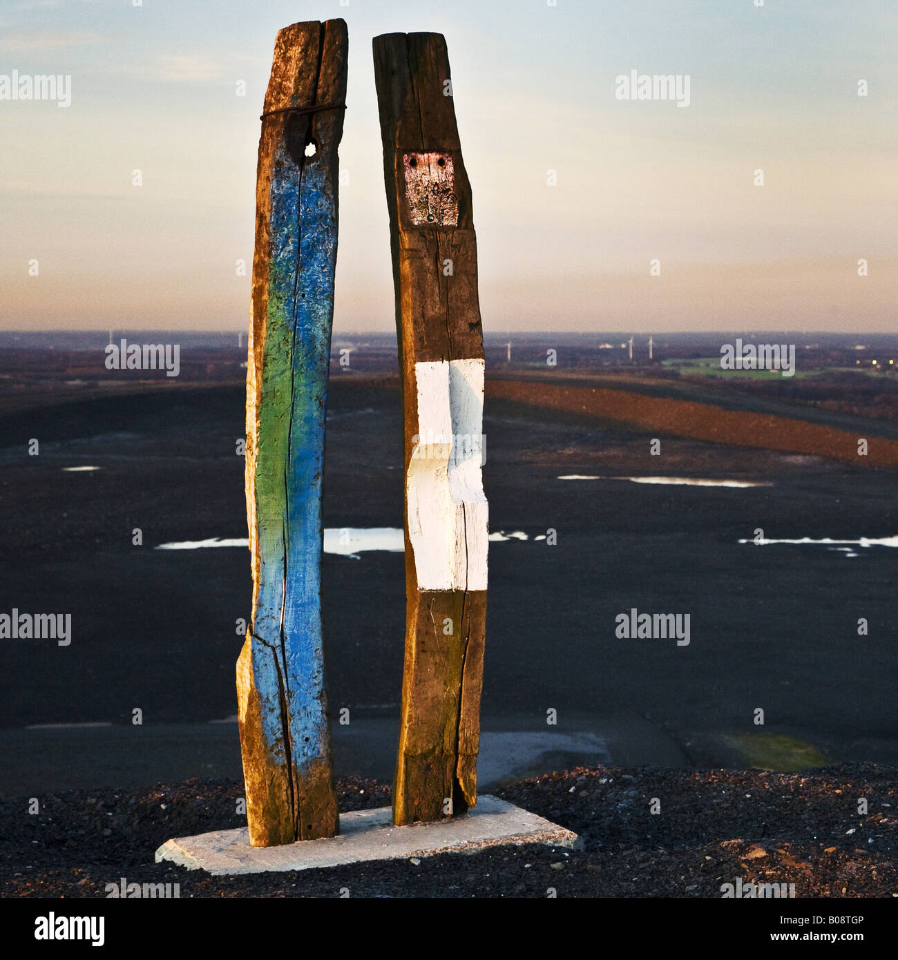 the installation Totems on the peak of the heap Haniel, Germany, North ...