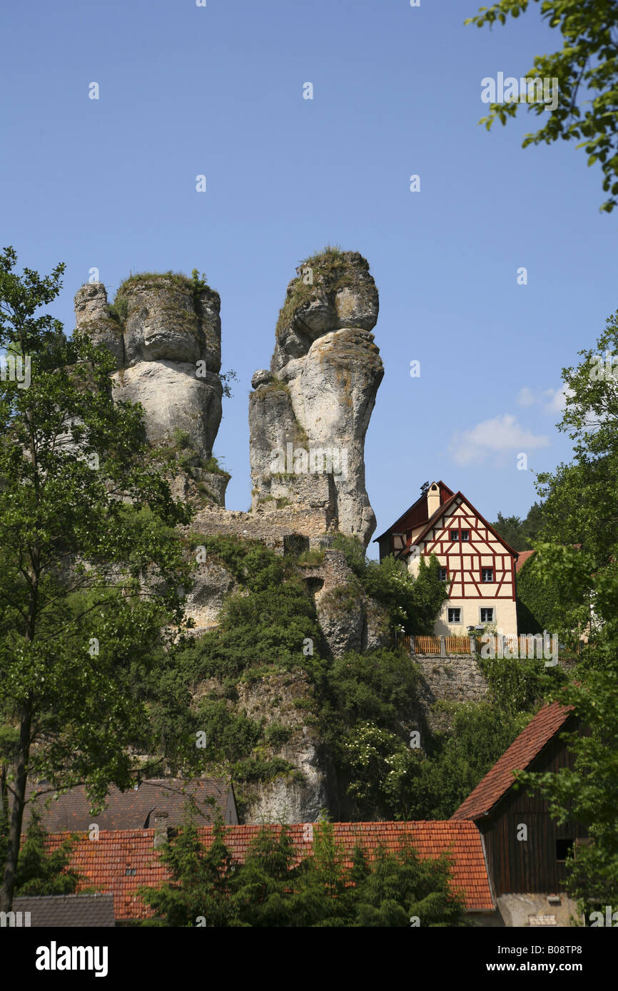 Pottenstein castle, Germany, Bavaria, Franken, Franconia Stock Photo ...