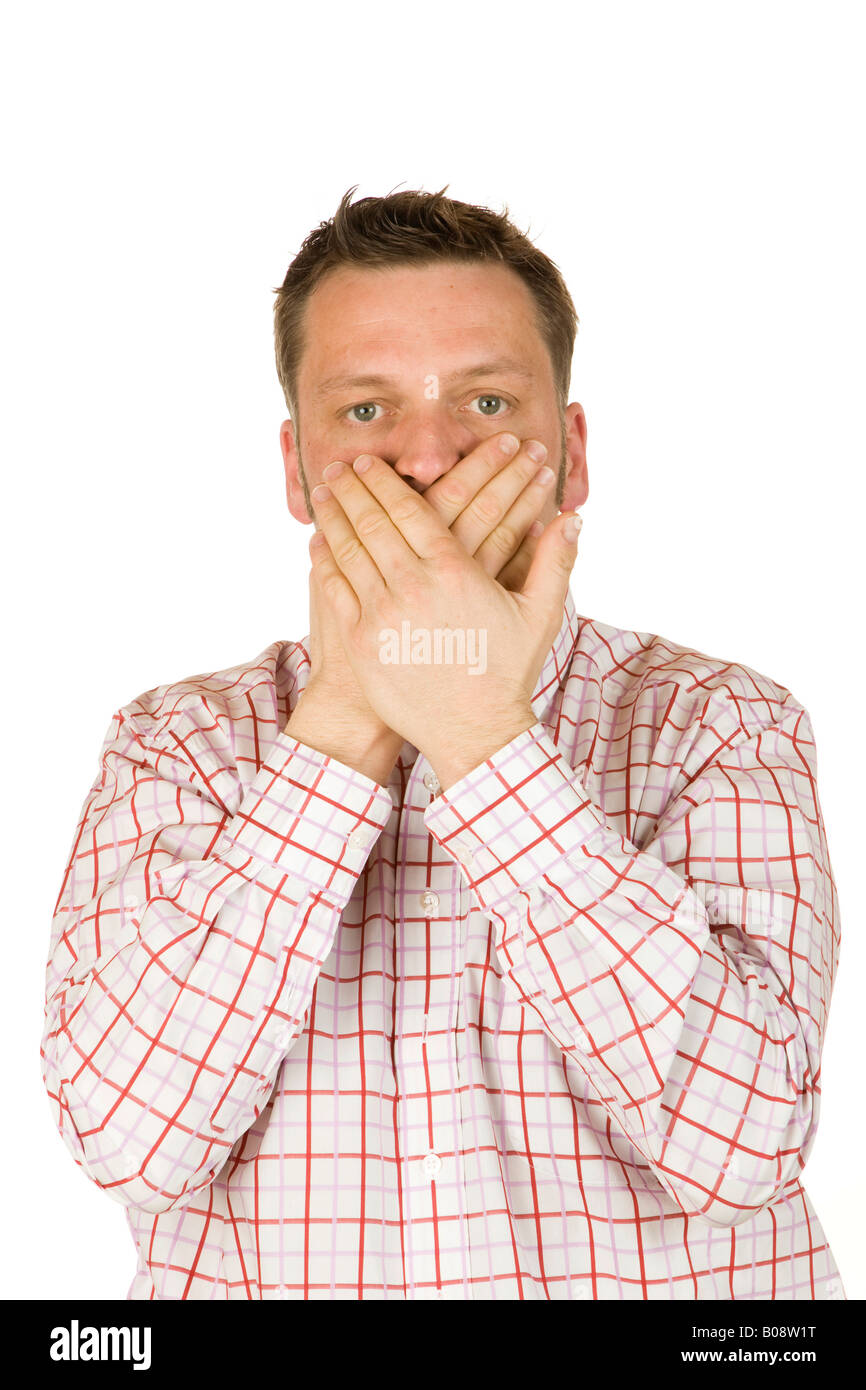 Covering mouths with hands hi-res stock photography and images - Alamy