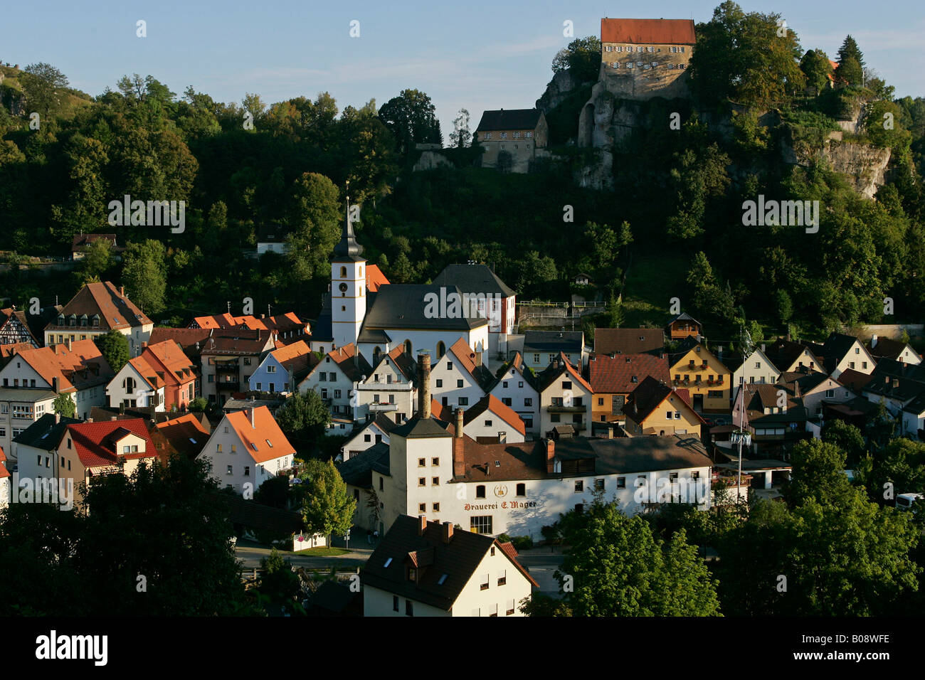 Town of Pottenstein and its castle, Upper Franconia, Bavaria, Germany ...