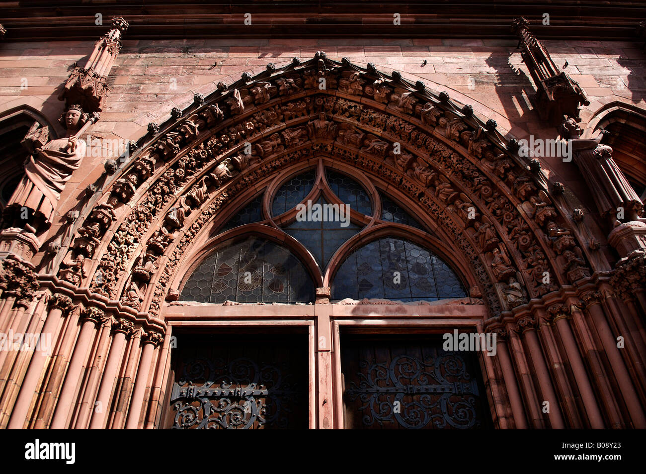 Romanesque main portal, entrance to the Basel Cathedral, Basel ...