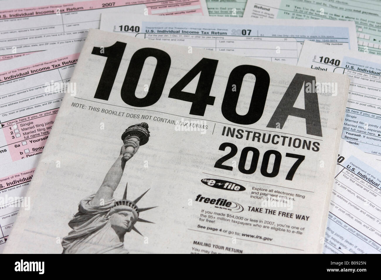 Handbook, booklet for filling out US income tax return forms Stock ...