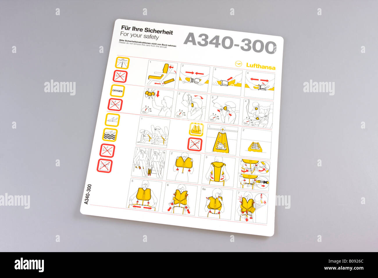 Lufthansa safety card, safety instructions for the Airbus A340-300 ...