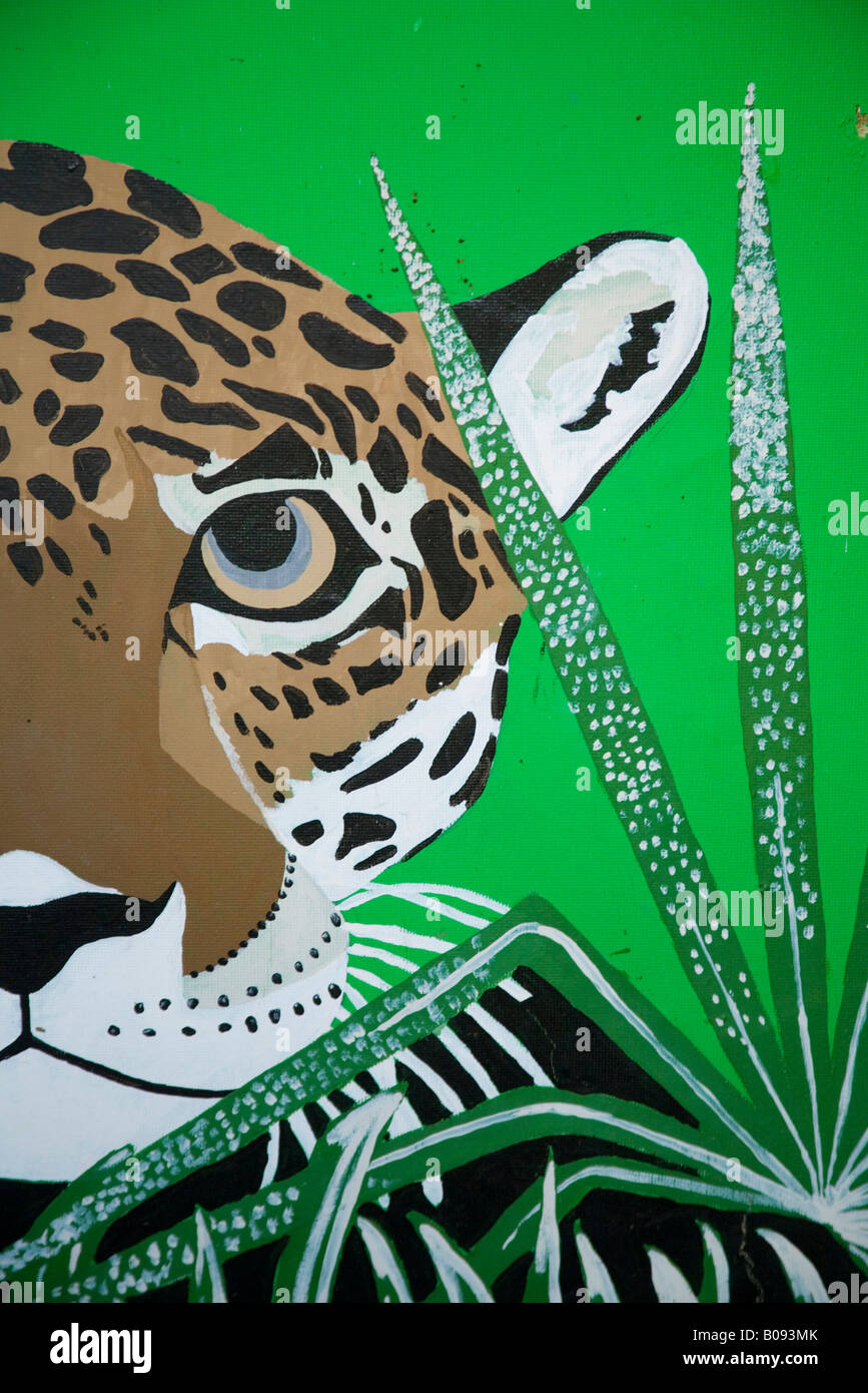 Painting of jaguar, Belize Zoo, Belize, Central America Stock Photo - Alamy