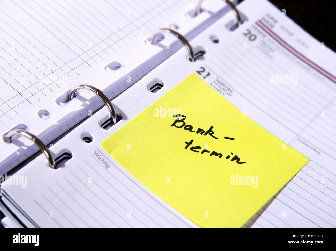 appointment calendar with notice 'bank date', Germany Stock Photo - Alamy