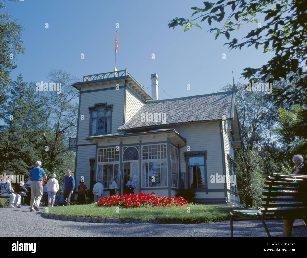 Tourists visting "Troldhaugen", Edvard Grieg's House, Bergen, Hordaland ...