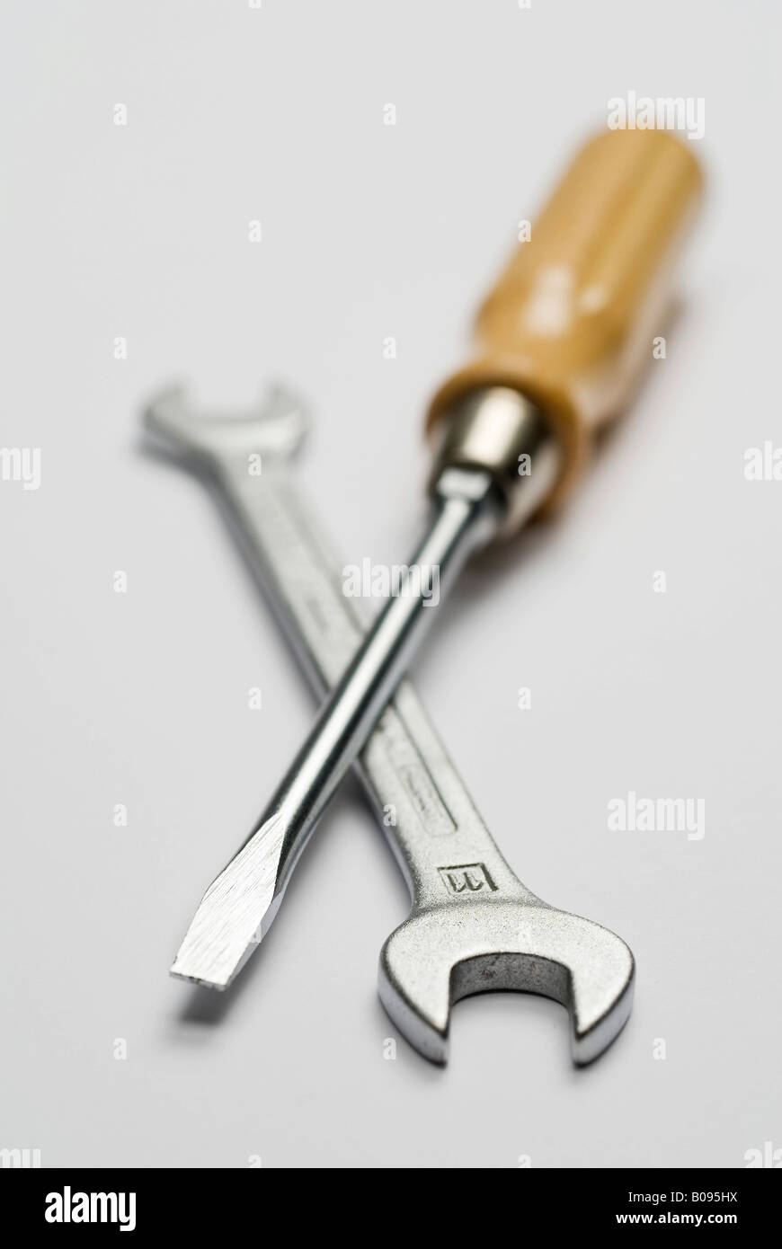Screwdriver and wrench Stock Photo - Alamy