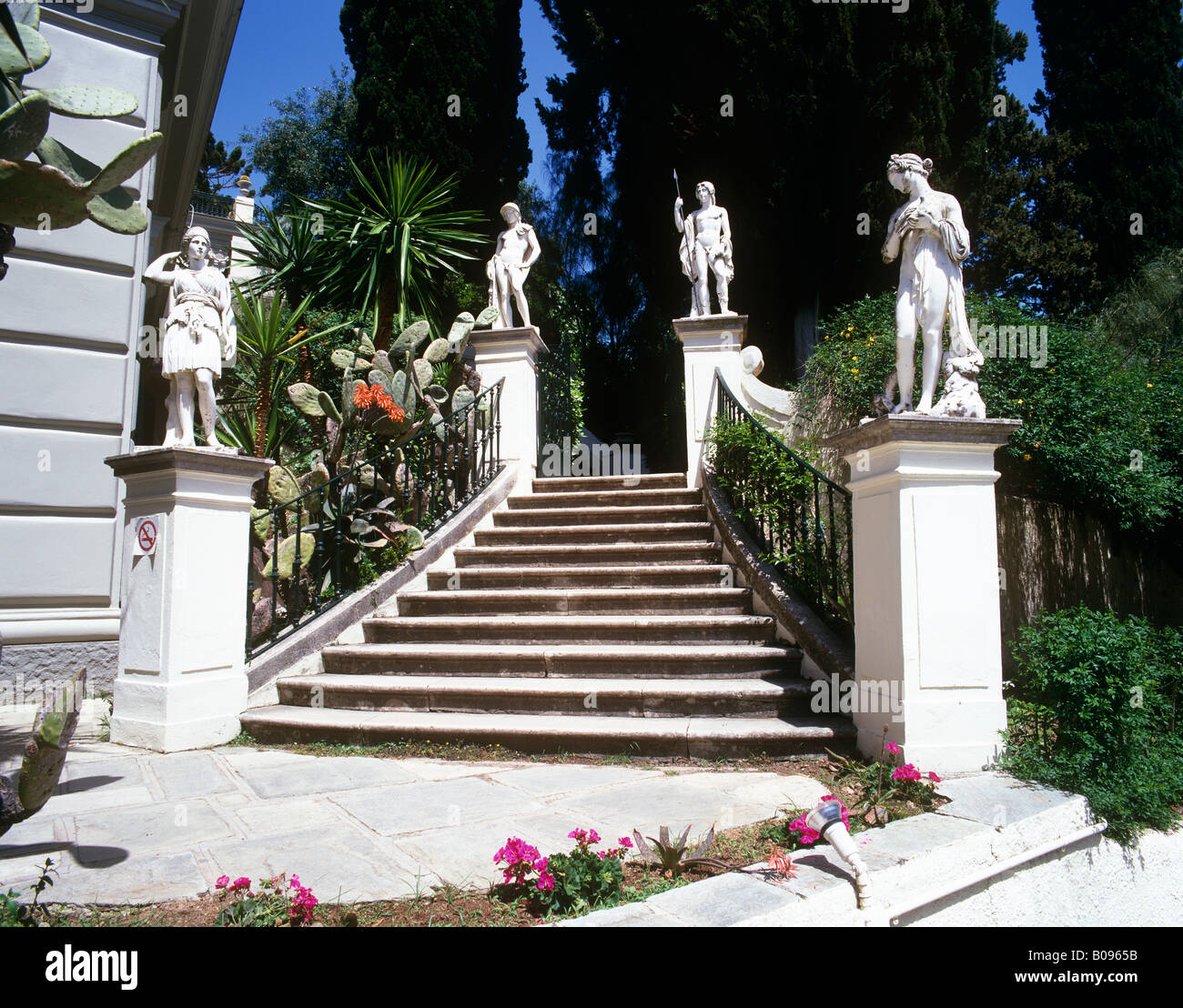 Staircase with statues, Achillion Palace, Gastouri, Ionan islands ...