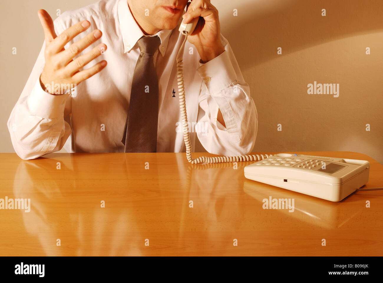 Hand gestures: talking on the phone. Explaining Stock Photo - Alamy