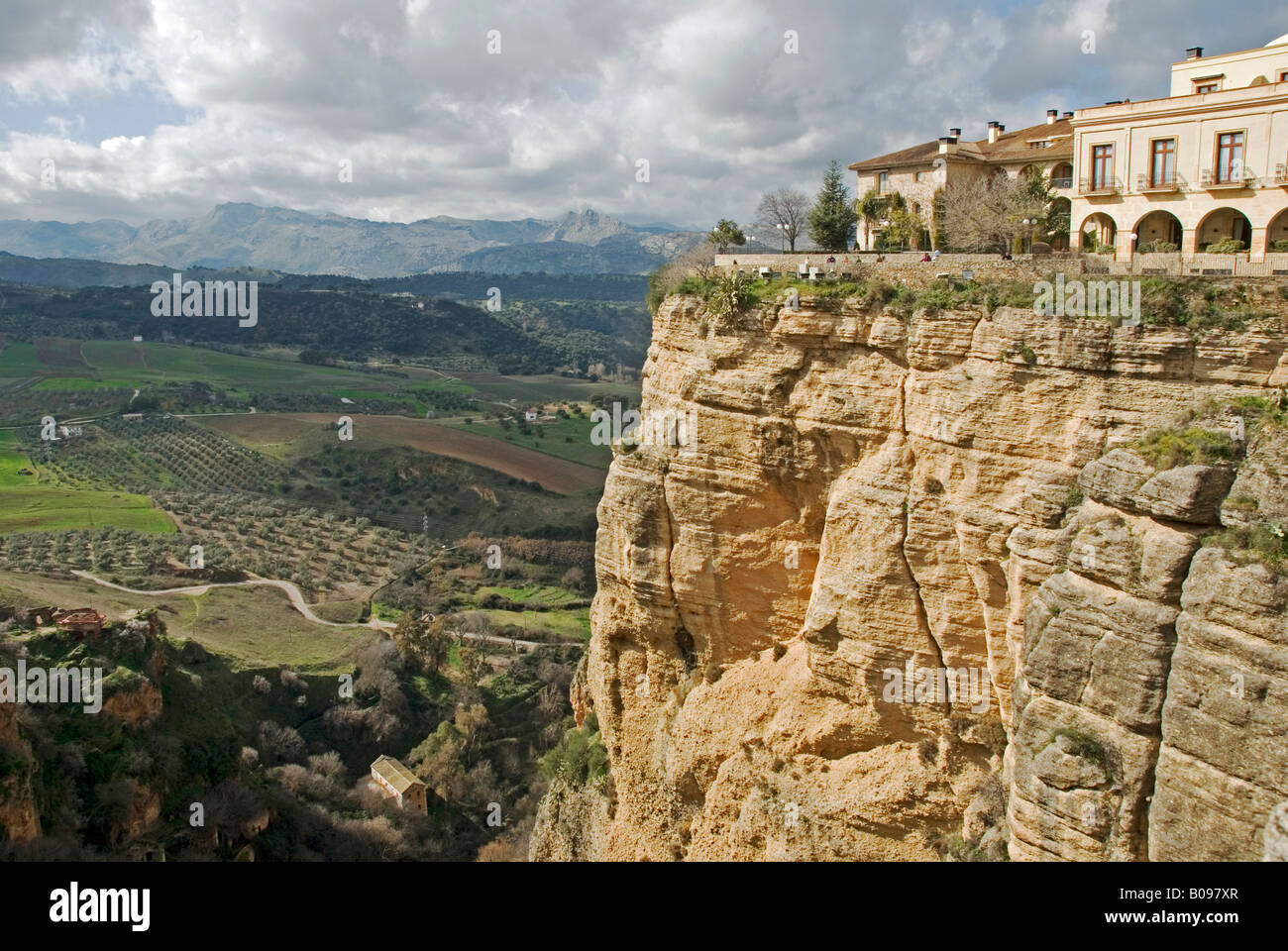 The white city of Ronda situated on a plateau, Ronda, Andalusia, Spain ...