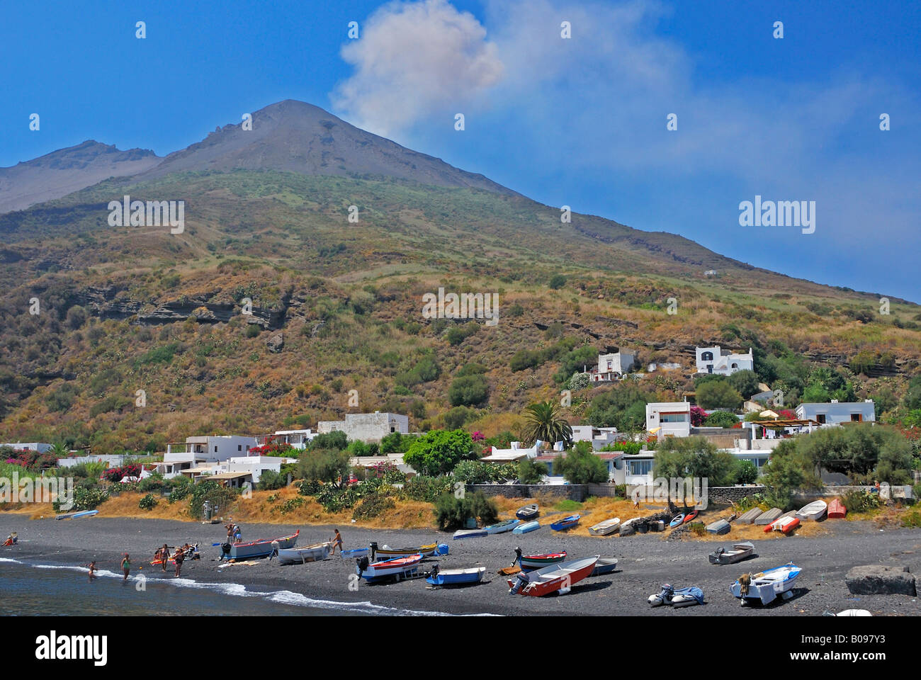 Stromboli Volcano viewed from the sea, Stromboli Island, Aeolian ...