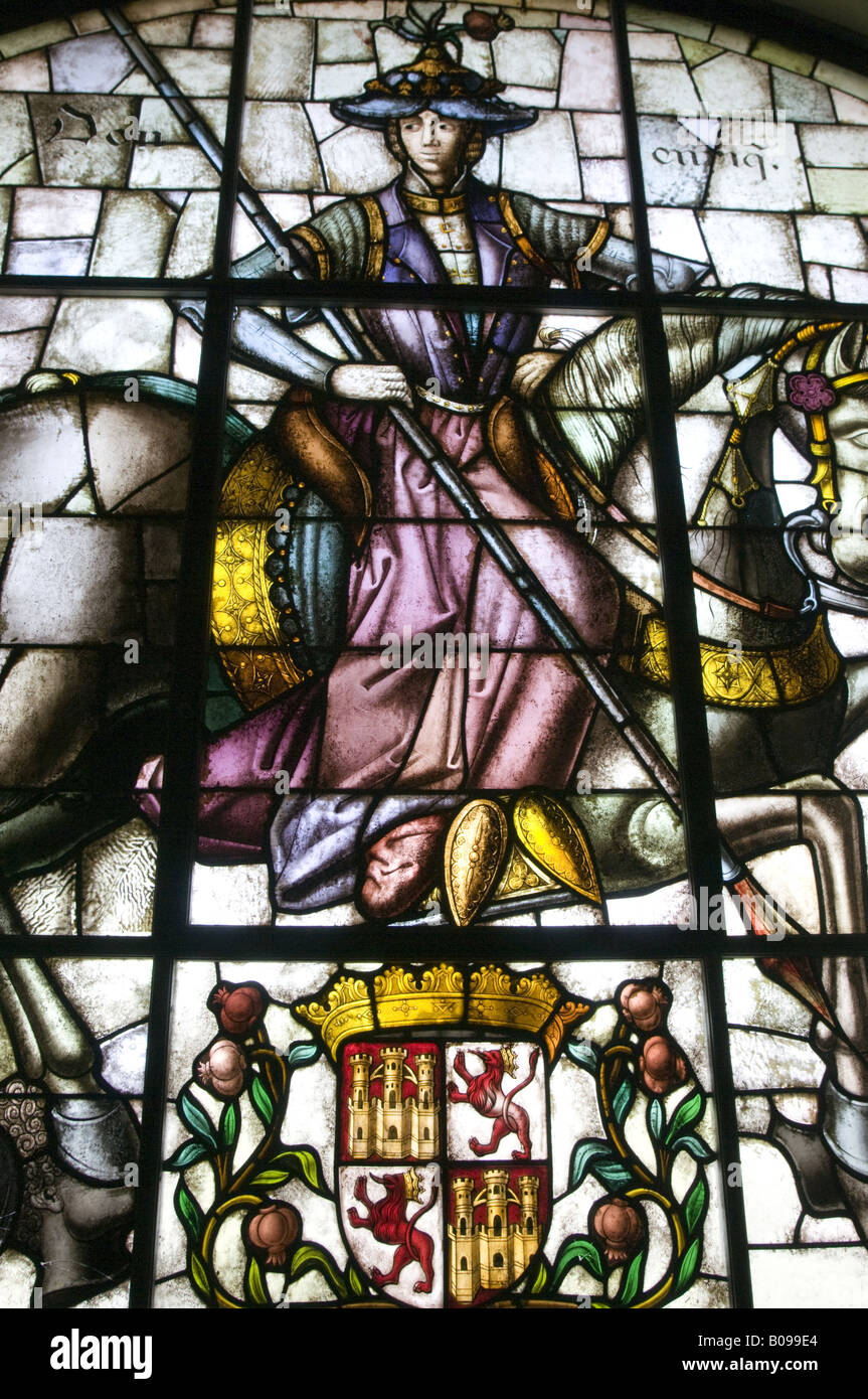 Stained glass window depicting knight hi-res stock photography and ...