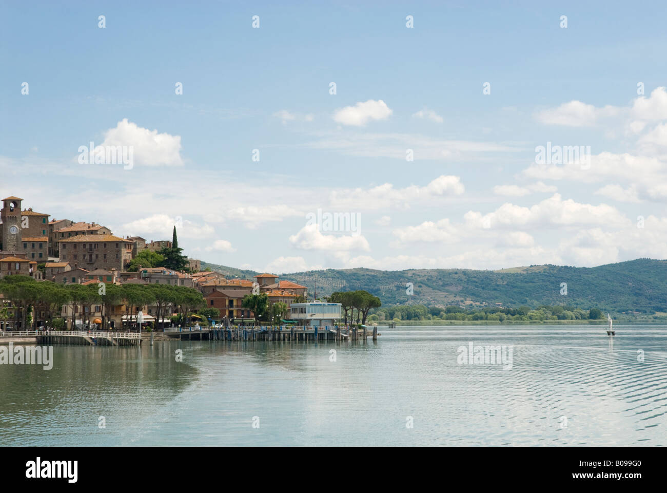 The boat pier at Passigano sul Trasimeno on Lake Trasimeno in The ...