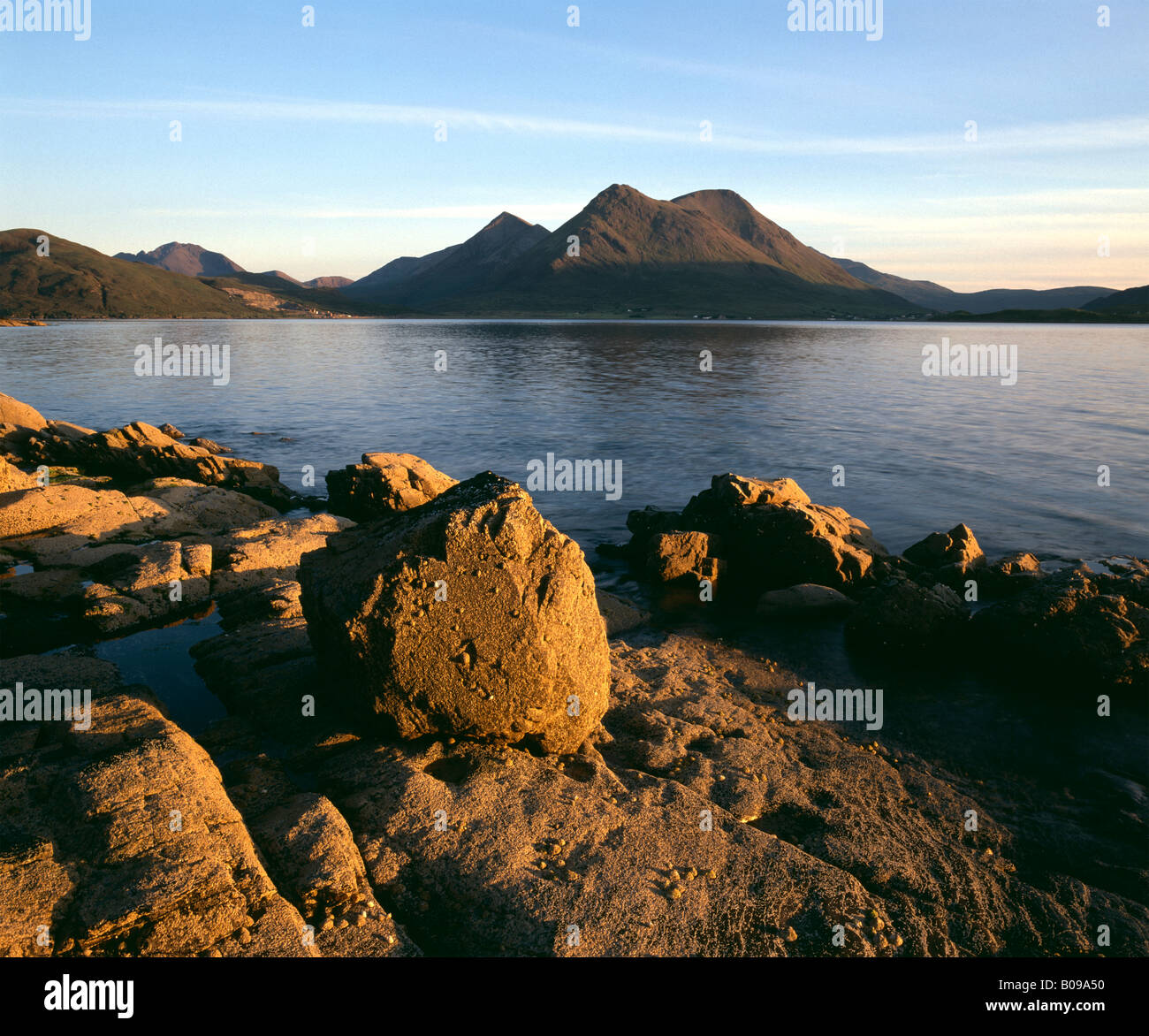 View across Sound of Raasay to Red Cuillin mountains on Skye from Isle ...