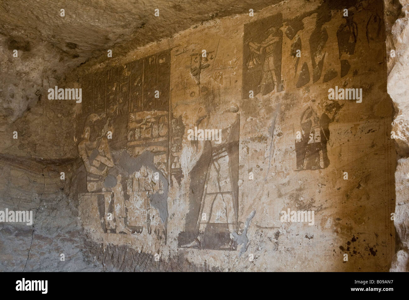 Painted shrine wall at Gebel Silsilah sandstone Quarry on West bank of ...