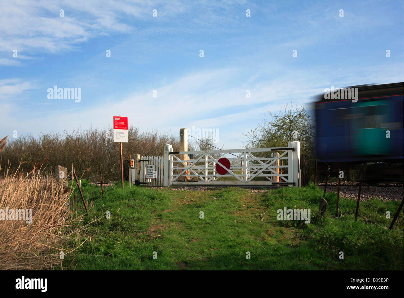 Level crossing and pedestrian gate on the Norwich to Great Yarmouth ...