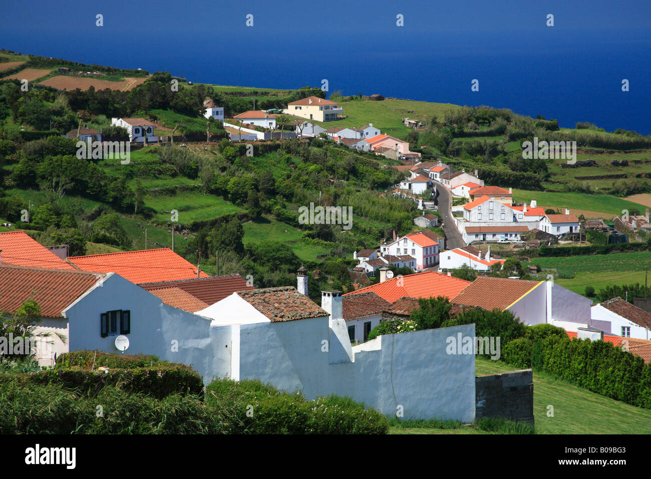Partial view of Pedreira do Nordeste village. Sao Miguel island, Azores ...