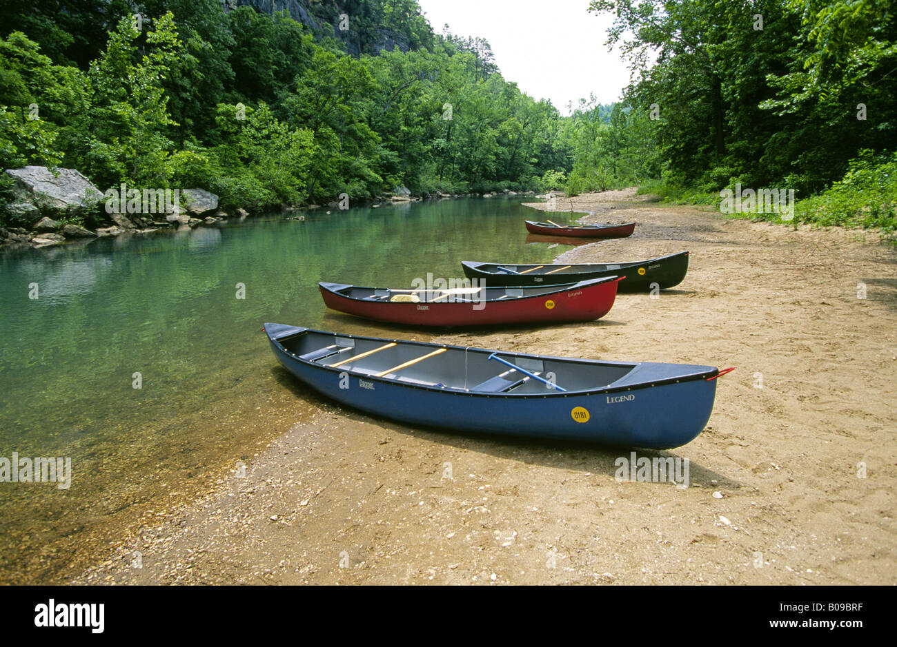 Canoists enjoy a spring day on the Buffalo National River in the Ozarks ...