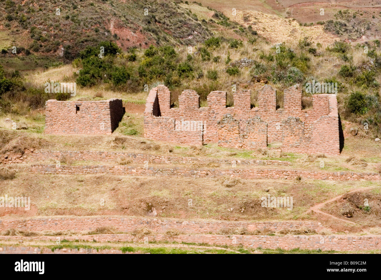 South America - Peru. Inca site of Tipon with terracing and irrigation ...