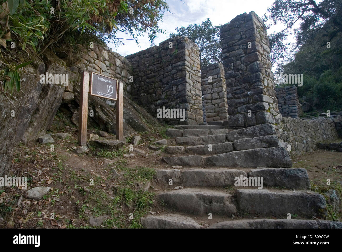 South America - Peru. The Inca trail approaching the Sun Gate or ...