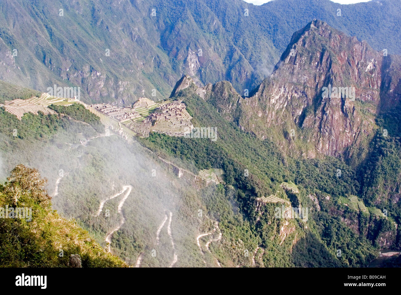South America - Peru. Overall view of the lost Inca city of Machu ...