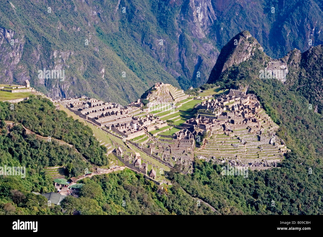 South America - Peru. Overall view of the lost Inca city of Machu ...