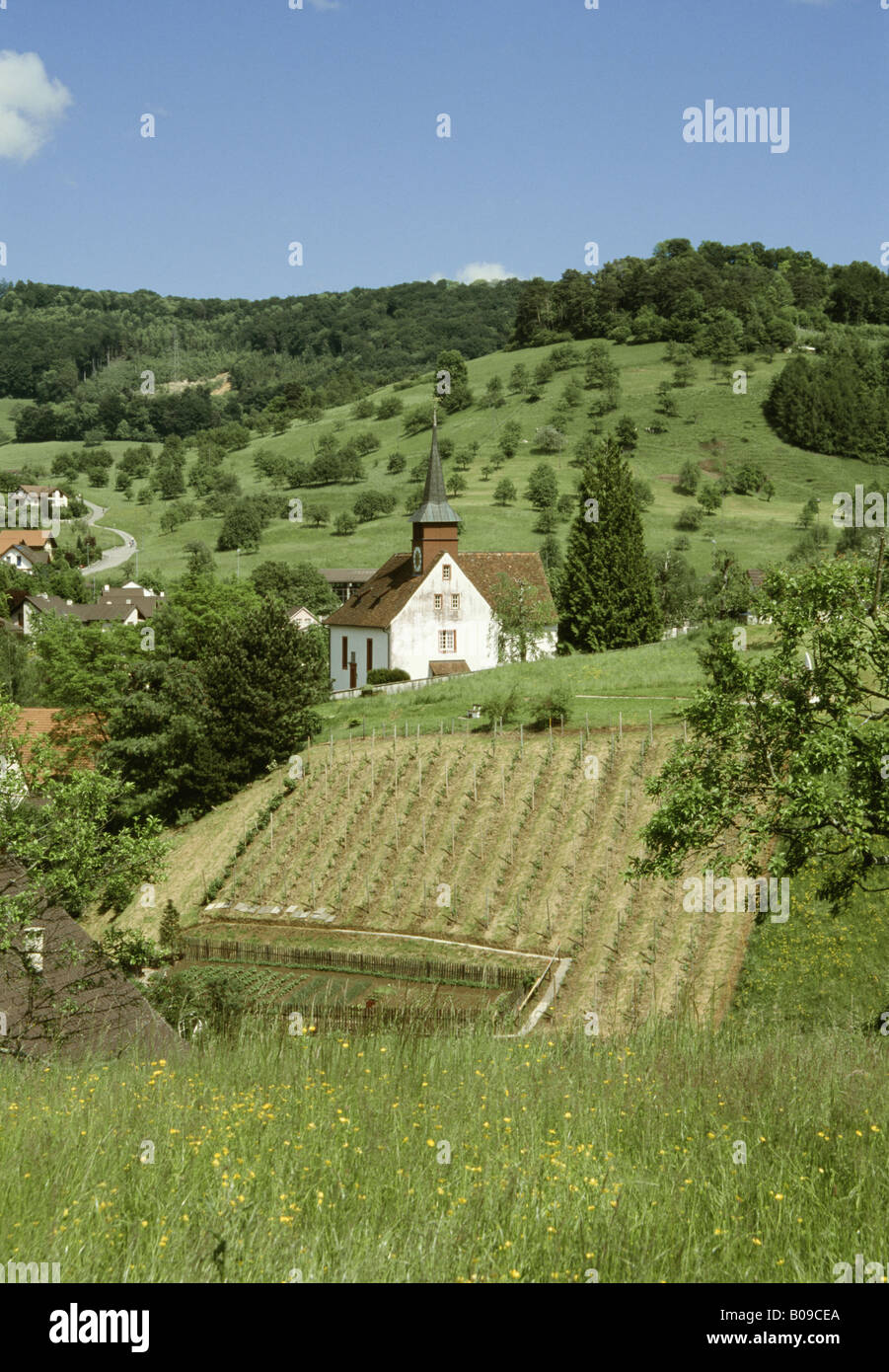 Near Basel Countryside Rural Small church in traditional style Rows of ...