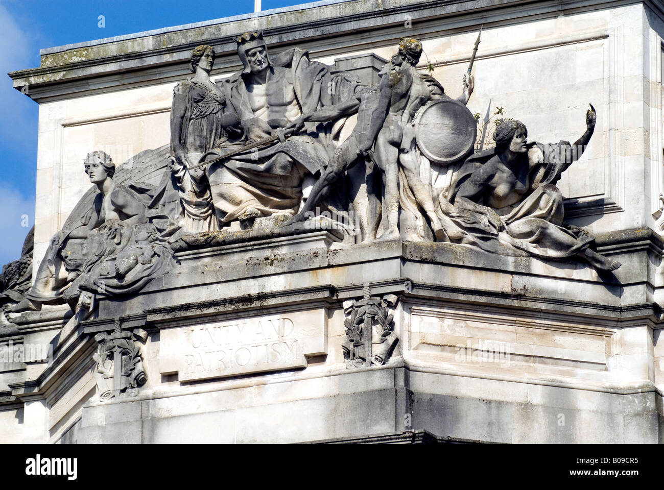 Unity and Patriotism, Sculpture, Cardiff City Hall, Cathays Park ...
