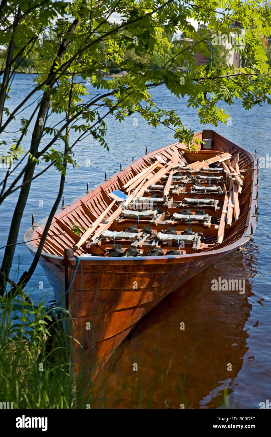 Finnish wooden old fashioned boat used in the traditional "Tervasoutu ...