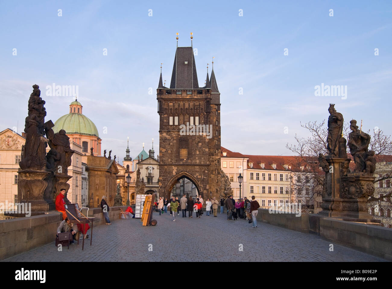 Horizontal wide angle of the gothic Old Town Bridge Tower 'Staromestska ...