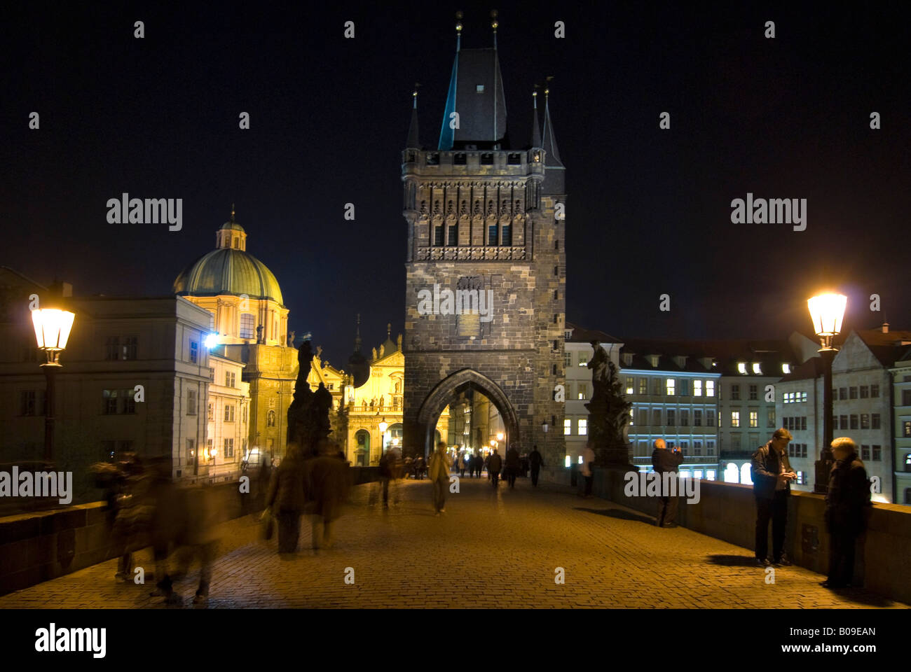 Horizontal wide angle of the gothic Old Town Bridge Tower 'Staromestska ...